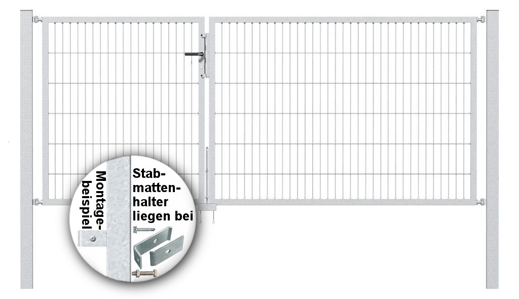 Doppelstabmatten- Tor-Set 6/5/6, Doppelflügeltor, ab 449,00EUR